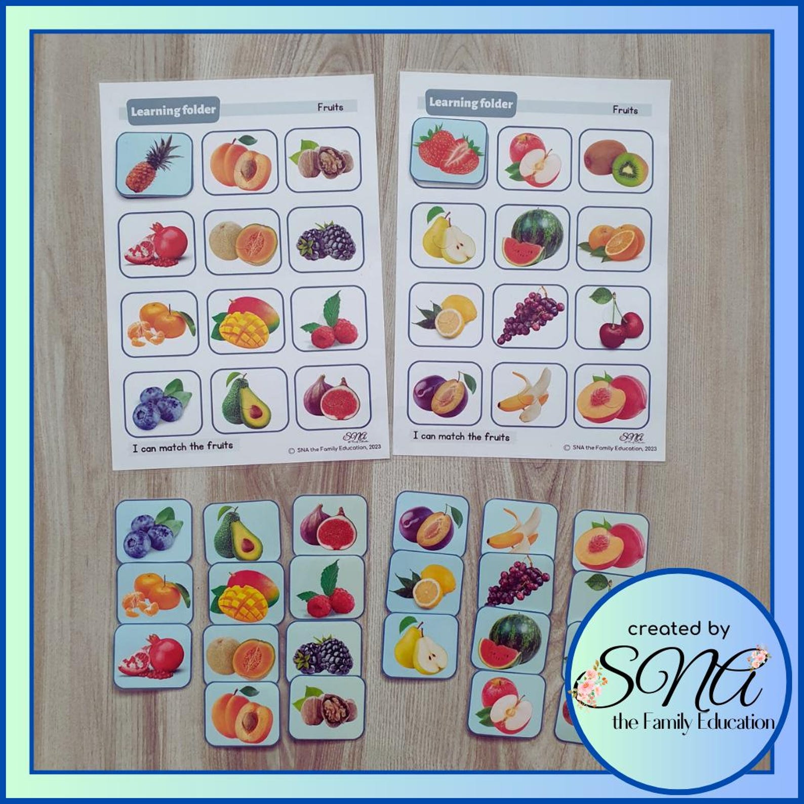 Fruits Matching Game: Toddler Learning File Folder (digital Download ...