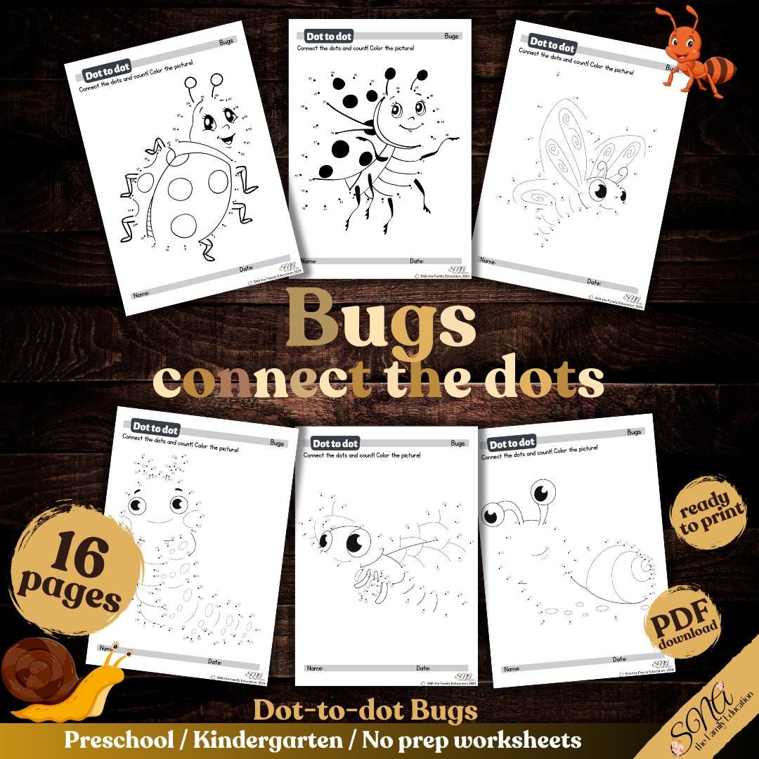 Bugs Connect the Dots: Summer Dot to Dot Preschool Kindergarten ...