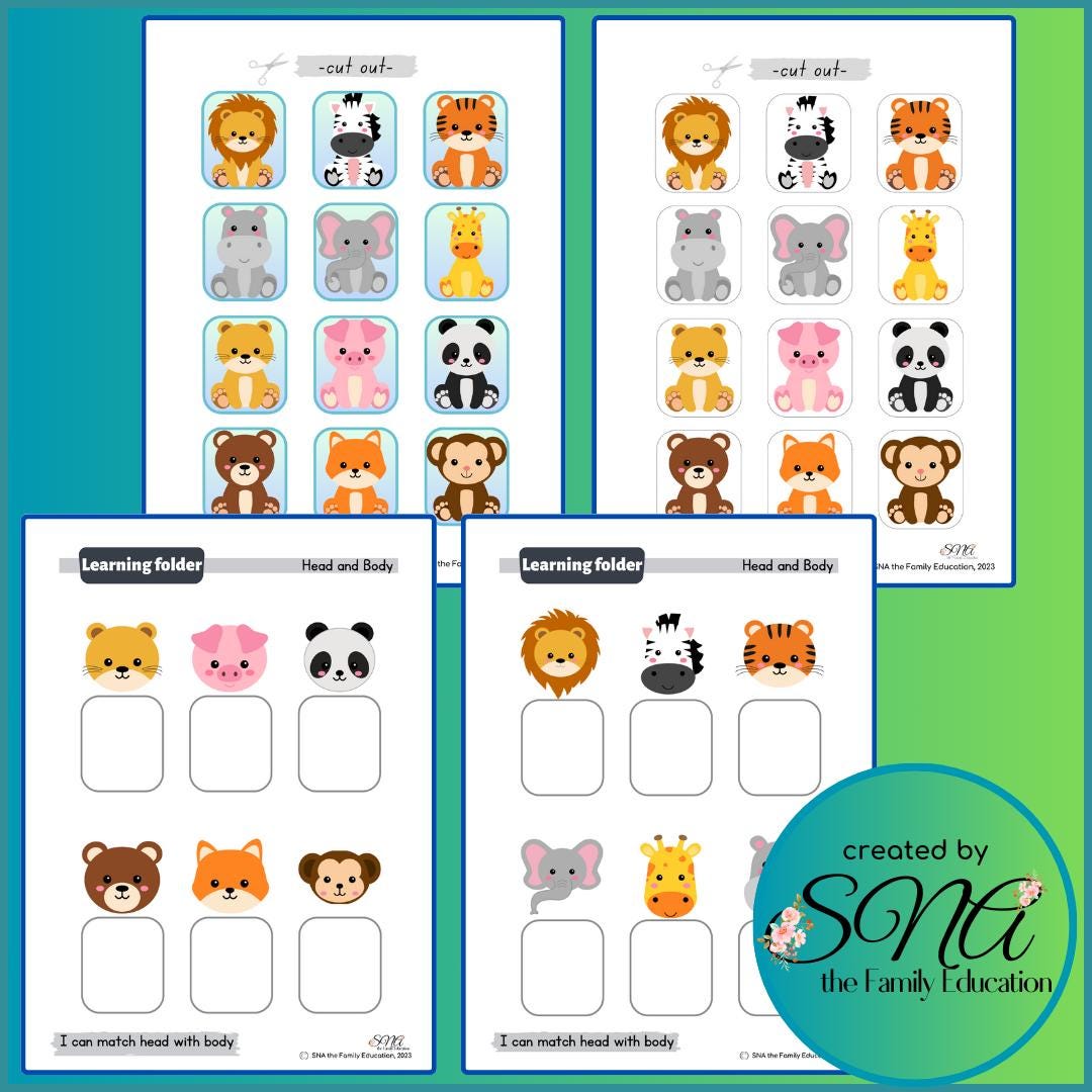 Head & Body, File Folder Game, Learning Folder, Busy Quiet Book, Busy ...