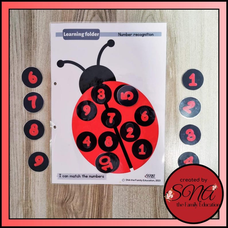 Number Recognition Learning File Folder: Ladybug Matching Game (PDF ...