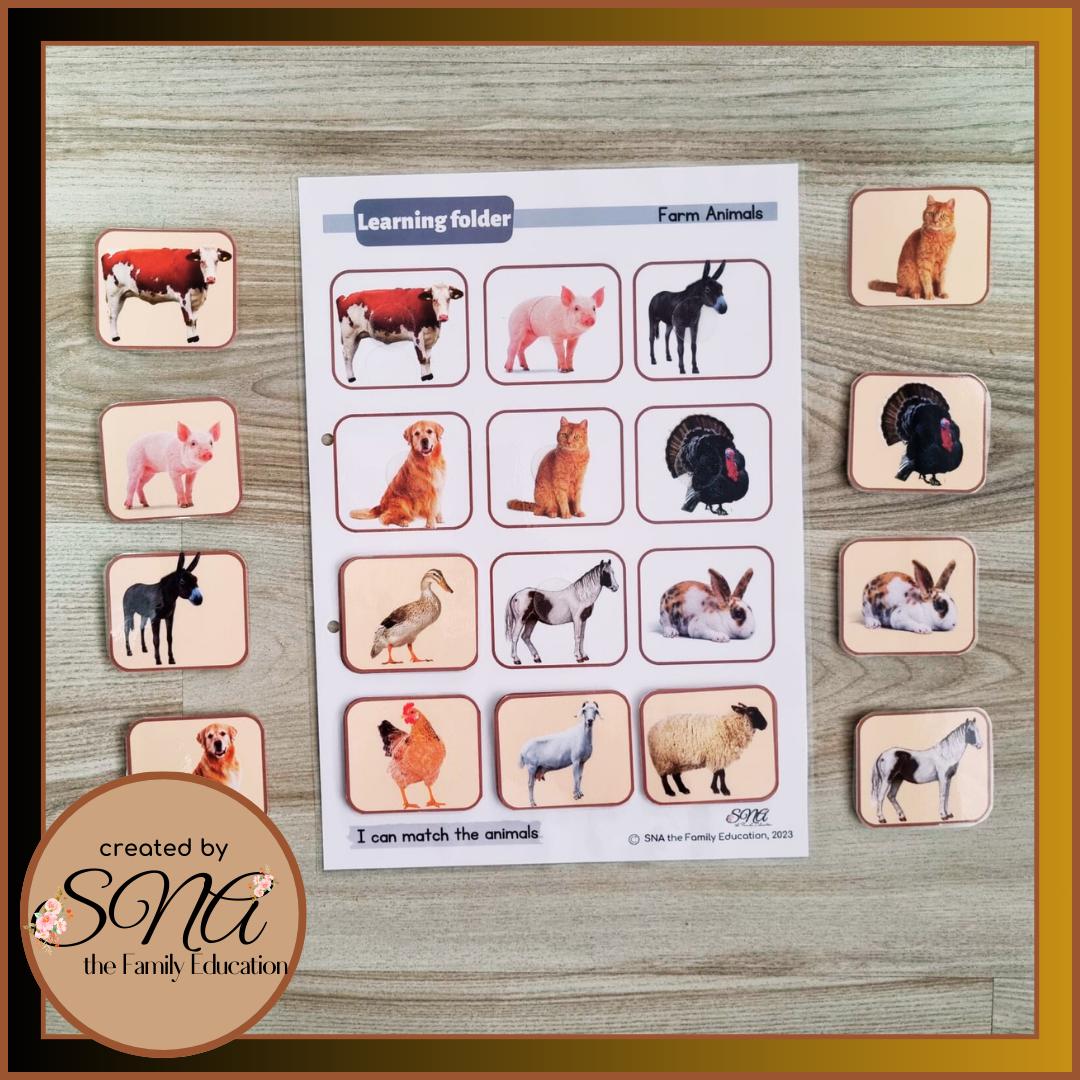 Farm Animals, File Folder Game, Learning Folder, Busy Quiet Book, Busy ...