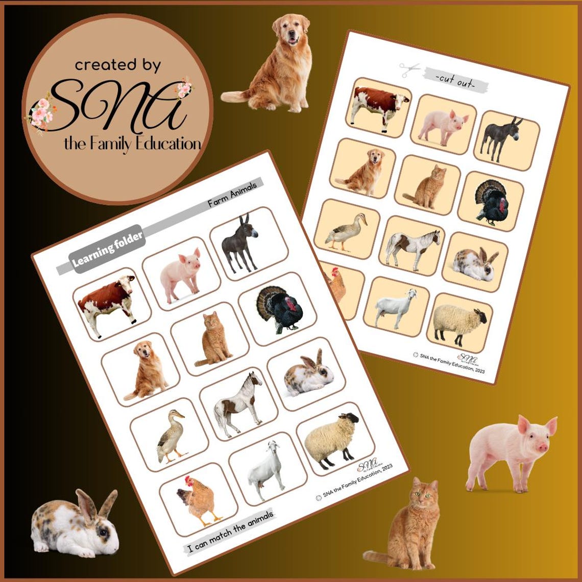 Farm Animals, File Folder Game, Learning Folder, Busy Quiet Book, Busy ...