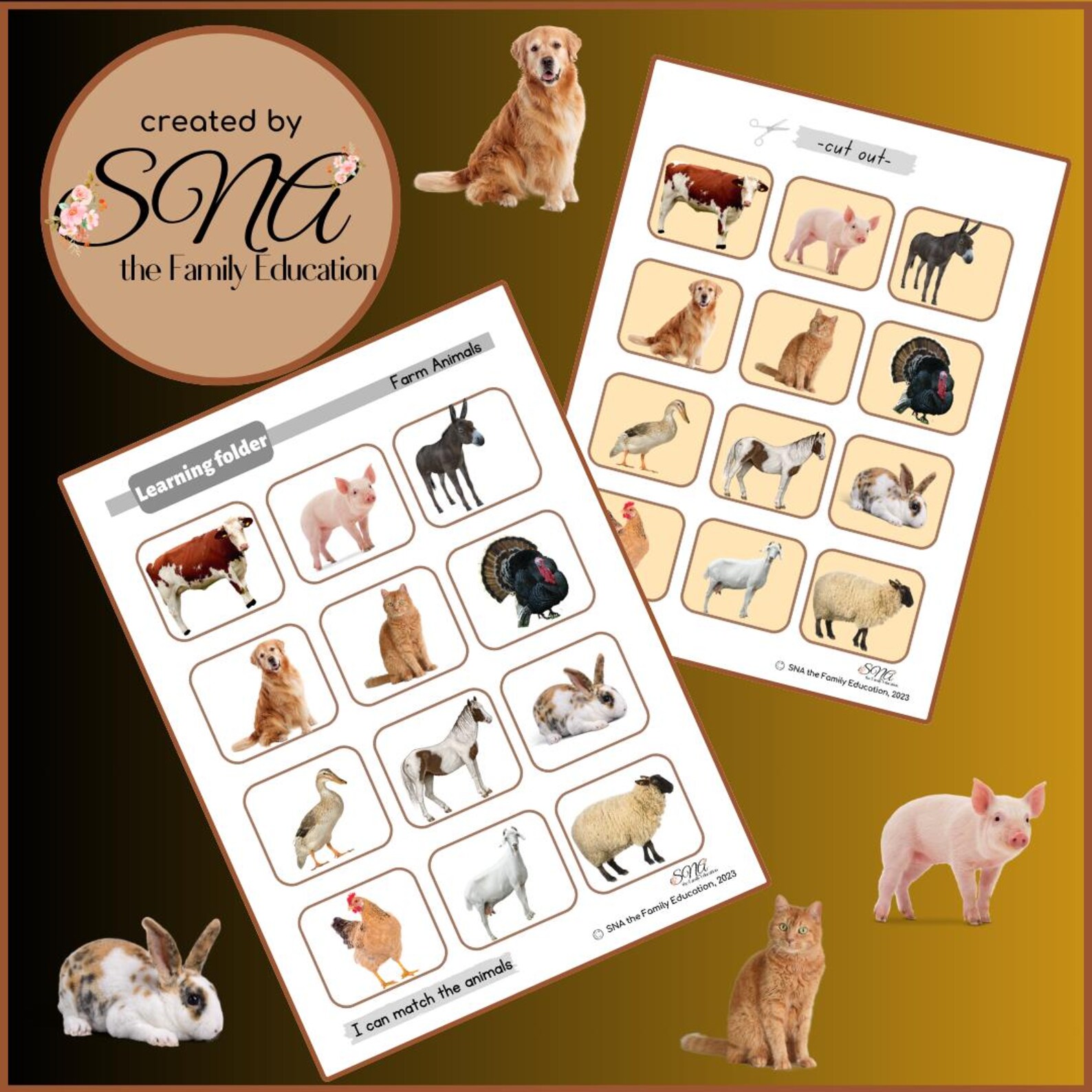 Farm Animals, File Folder Game, Learning Folder, Busy Quiet Book, Busy ...