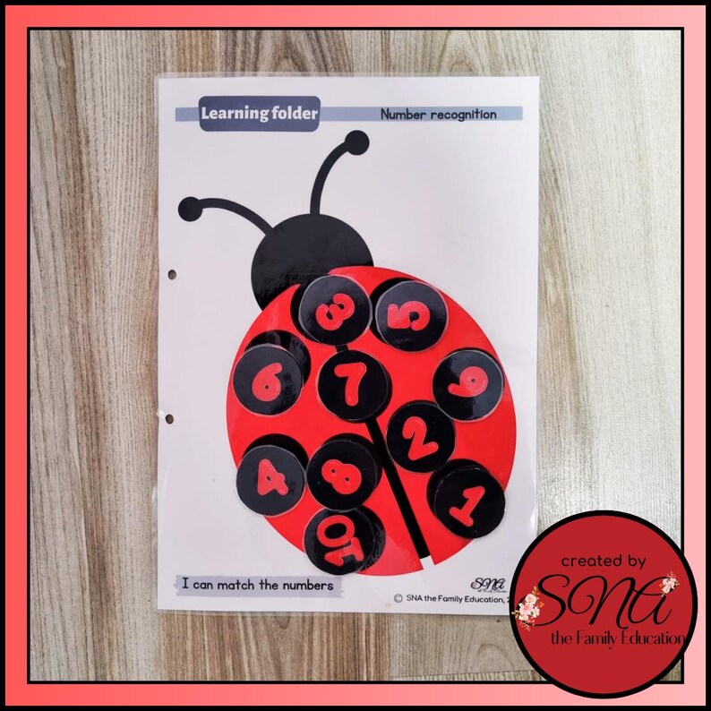 Number Recognition Learning File Folder: Ladybug Matching Game (PDF ...