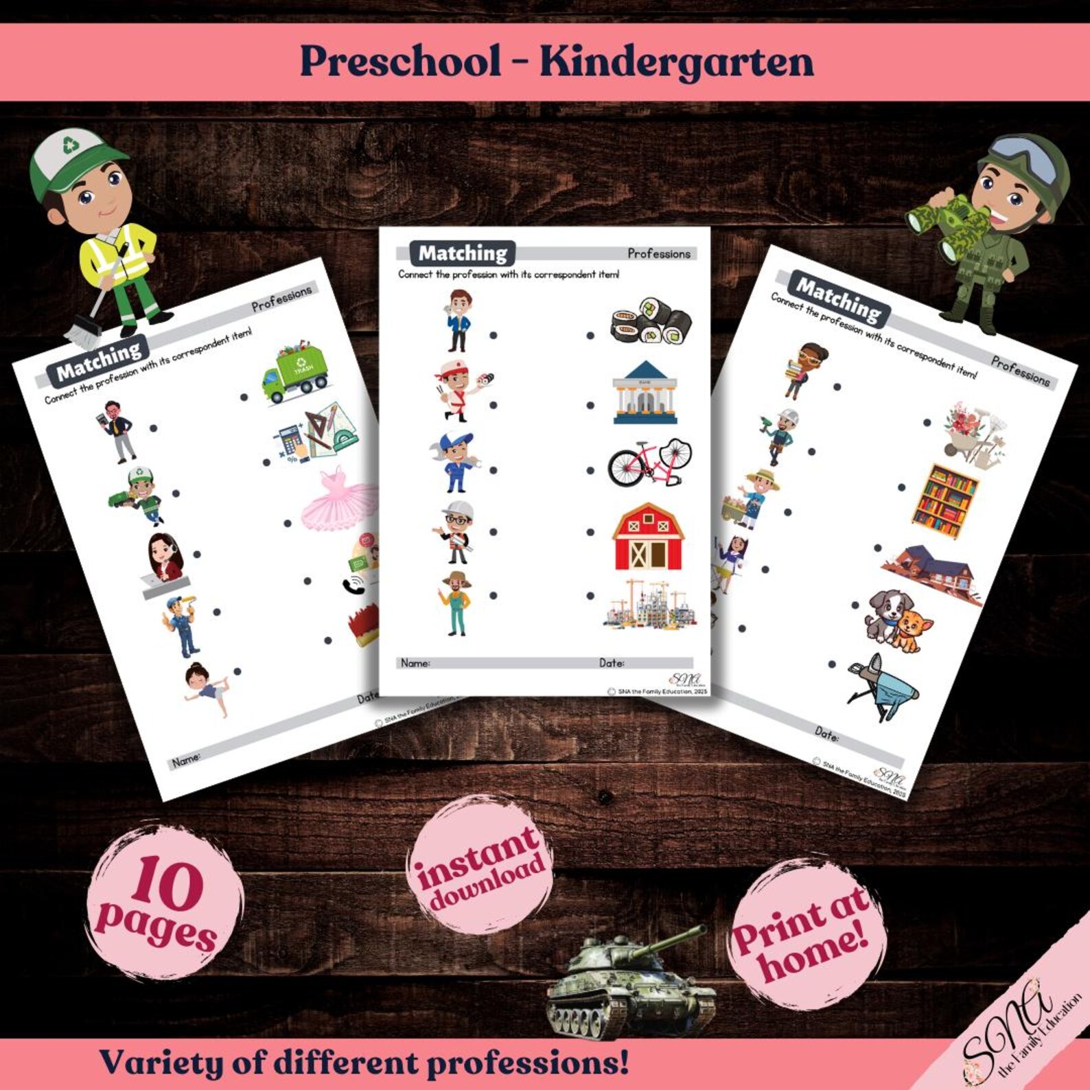 Professions Matching Activity Community Helpers Printables Brain ...