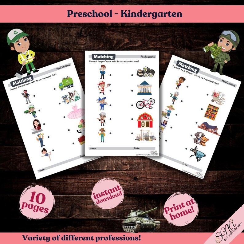 Professions Matching Activity Community Helpers Printables Brain ...