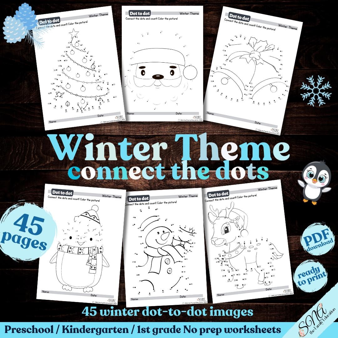 Winter Theme Connect the Dots Counting Numbers Dot to Dot Coloring ...