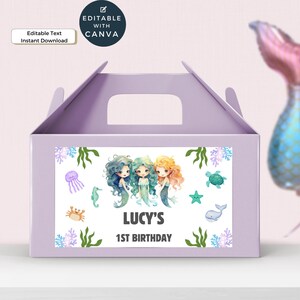 Mermaid Birthday Party Box Label-editable- Under the Sea, Decorations ...