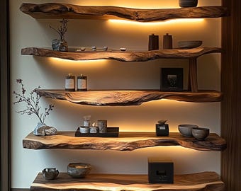 Live Edge Floating Shelves Handmade Wooden Wall Mount Shelf - Etsy