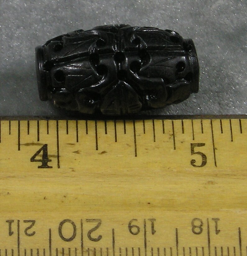 Carved Jet Lignite 25mm X 14mm 25x14mm 1" X 9/16" Oval Barrel Loose ...
