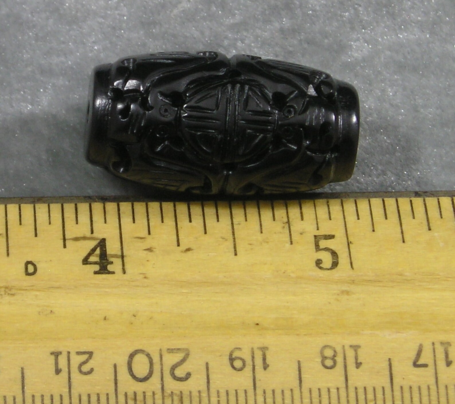 Carved Jet Lignite 29mm X 16mm 29x16mm 1 3/16" X 5/8" Oval Barrel Loose ...