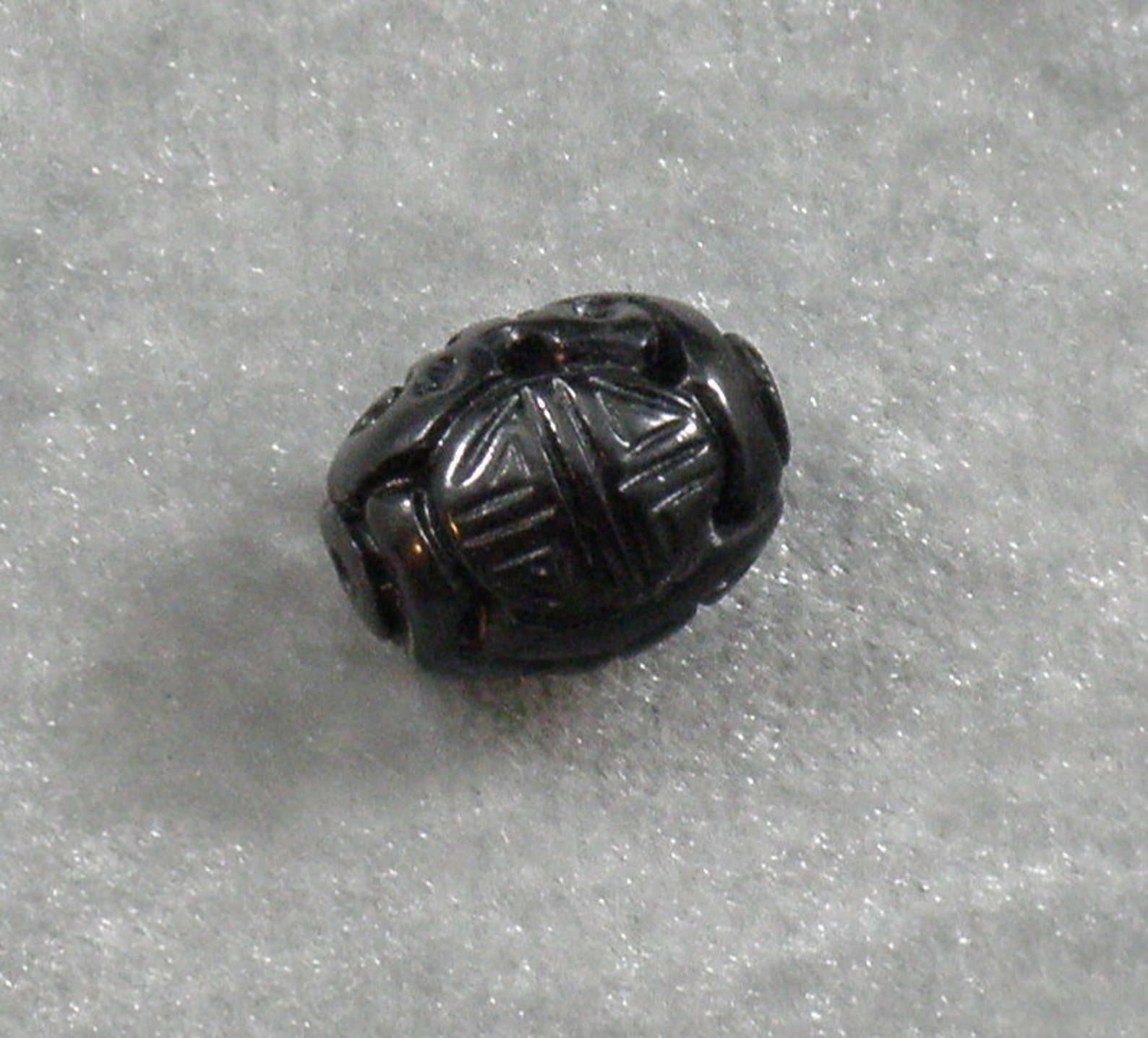 Carved Jet Lignite 13mm X 11mm 1/2" X 7/16" Oval Loose Bead Longevity ...