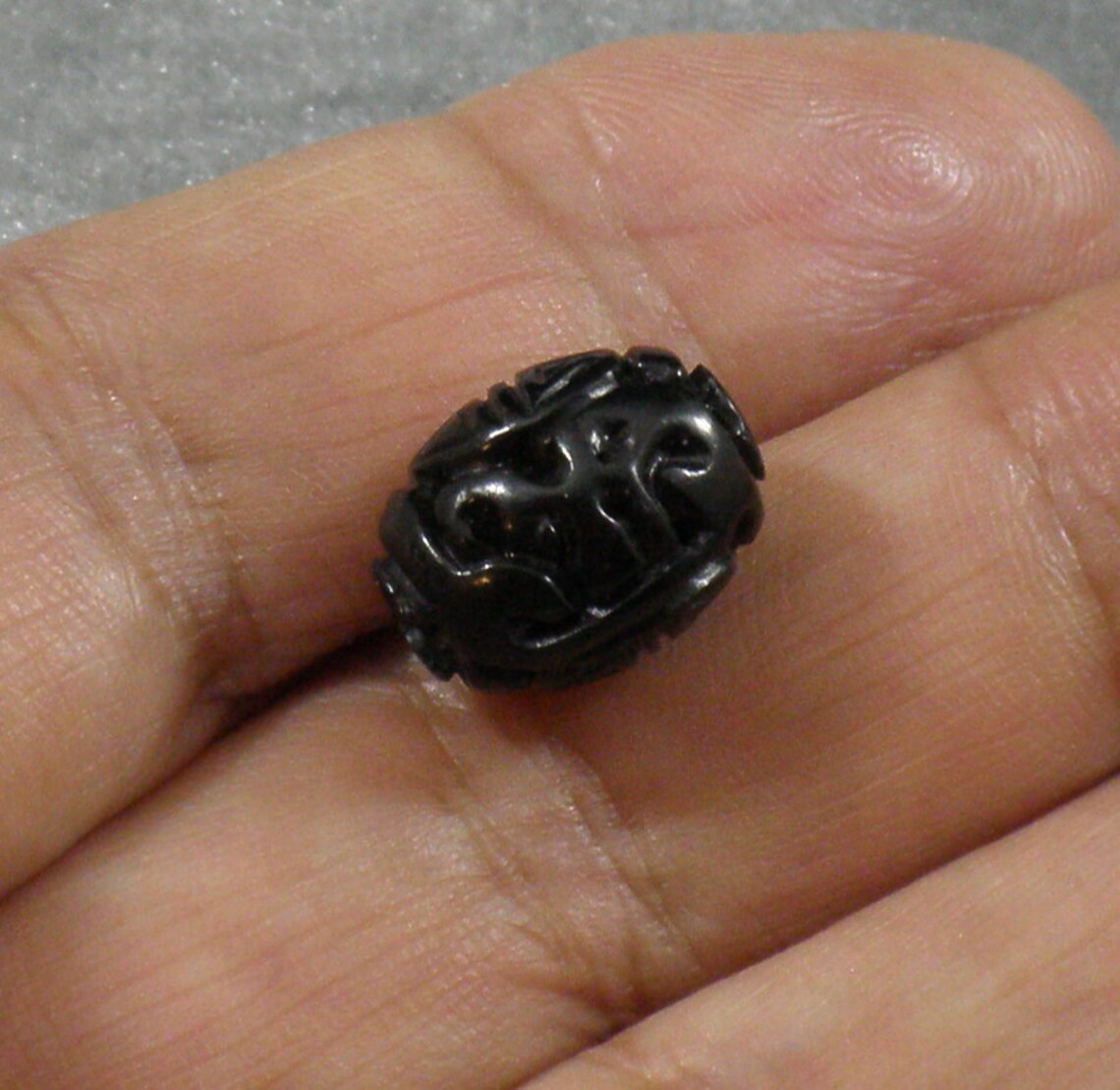 Carved Jet Lignite 13mm X 11mm 1/2" X 7/16" Oval Loose Bead Longevity ...