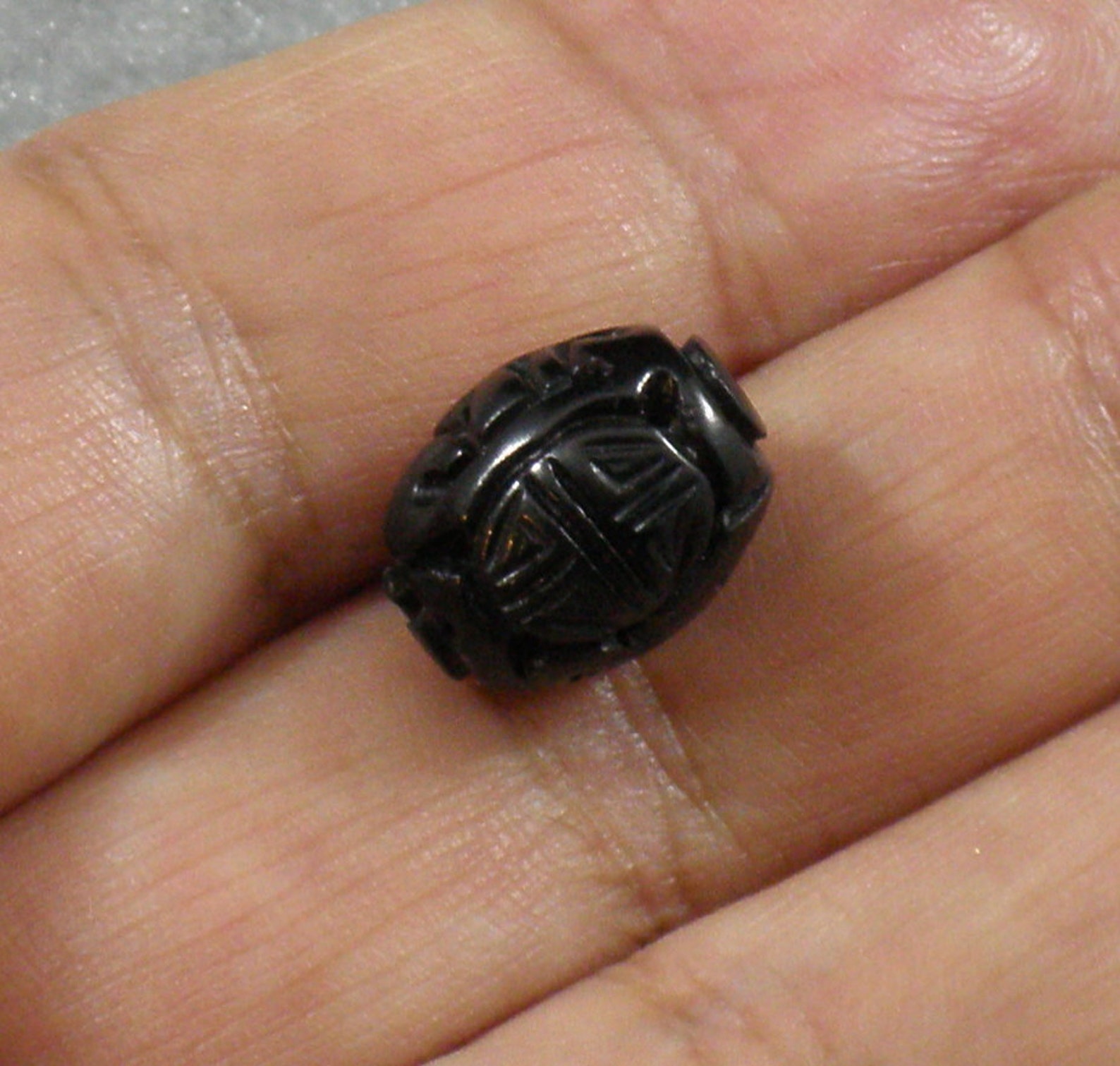 Carved Jet Lignite 13mm X 11mm 1/2" X 7/16" Oval Loose Bead Longevity ...