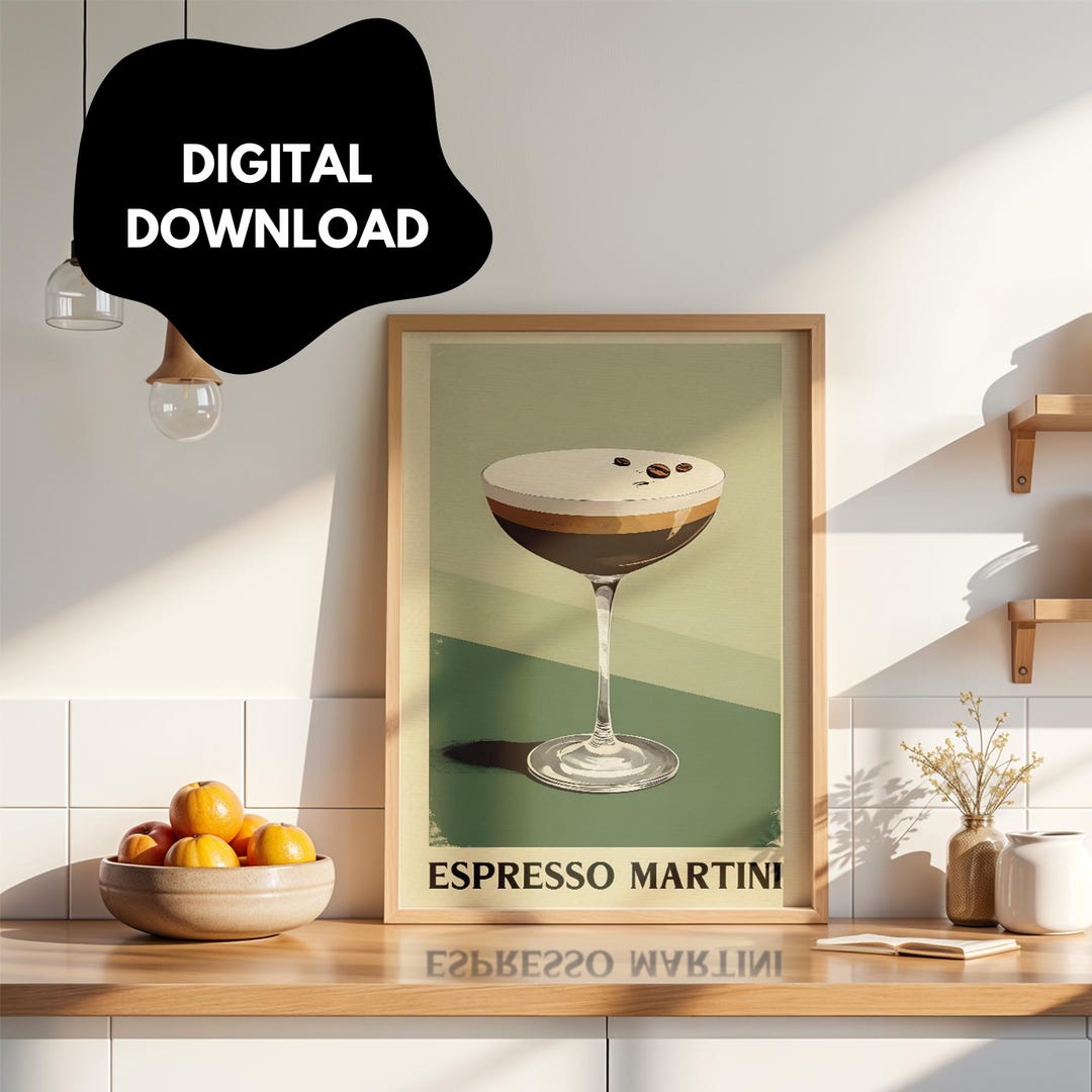 Impressão de Espresso Martini, pôster retrô de coquetel (download ...