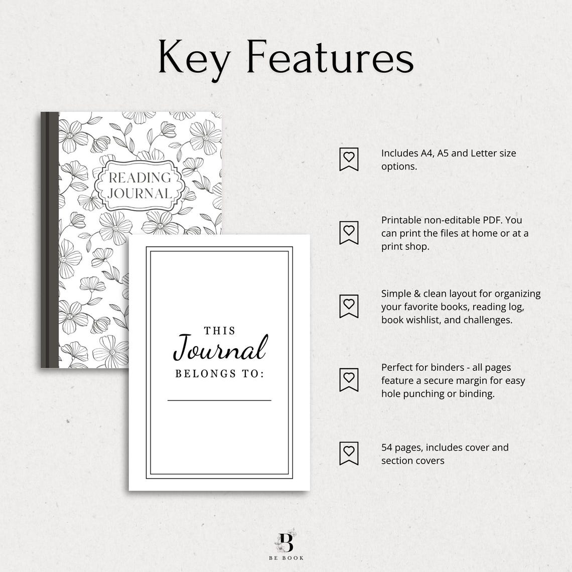 Printable Reading Journal: Book Tracker & Planner, Reading Log (A4, A5 ...