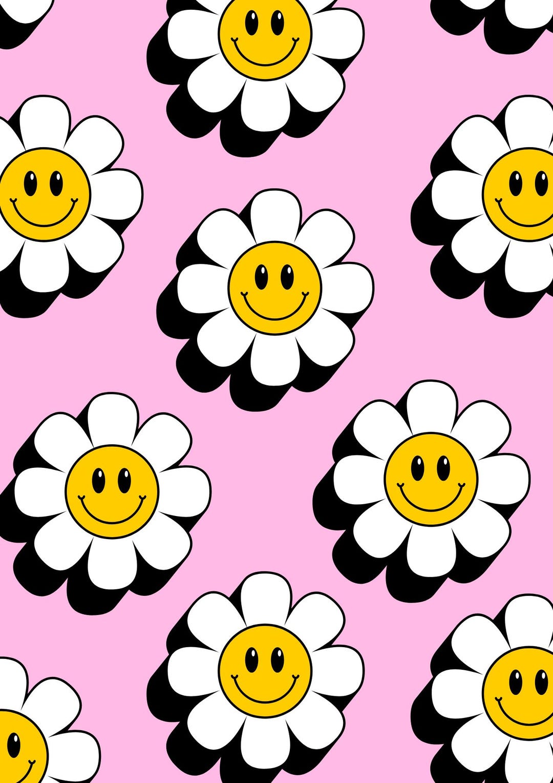 Smiley Face Flower Digital Poster - Etsy