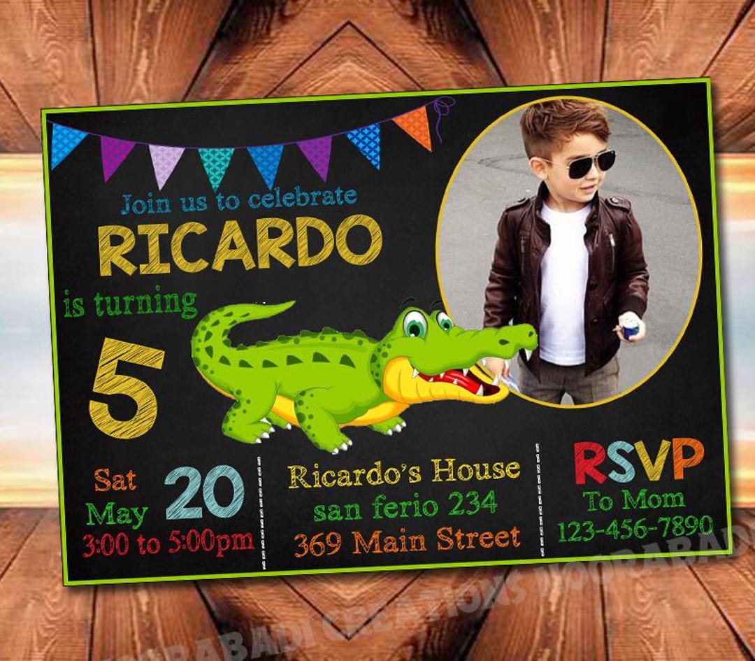 Crocodile Birthday Invitation , Crocodile Party Invitation , Crocodile ...