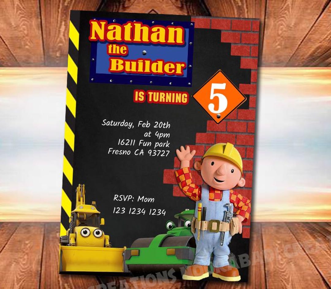 The Builder Birthday Invitation , the Builder Party Invitation , the ...