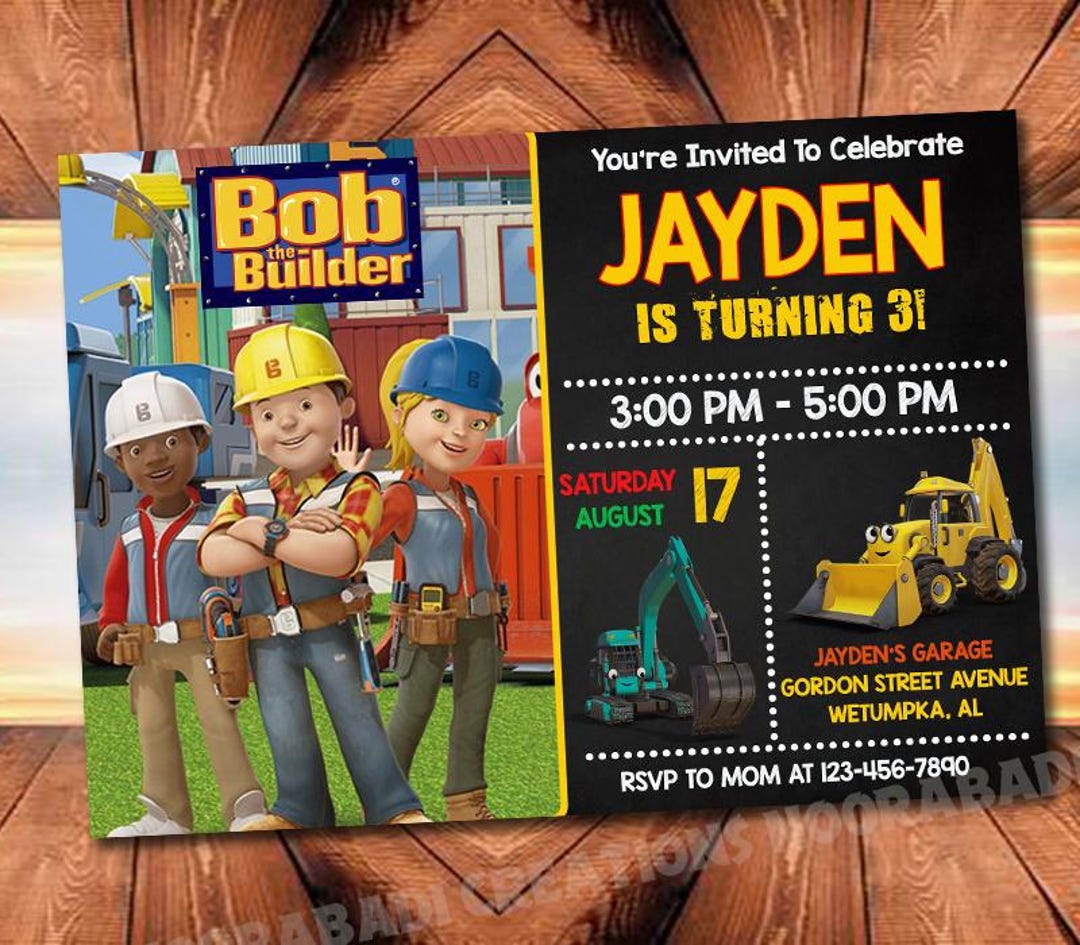The Builder Birthday Invitation , the Builder Party Invitation , the ...