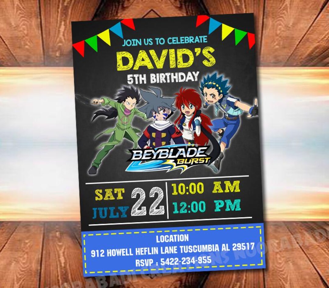 Beyblade Birthday Invitation, Spinning Toys Party (printable) - Etsy Canada