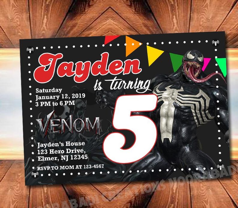 Venom Superhero Birthday Invitation, Custom Printable (digital) - Etsy