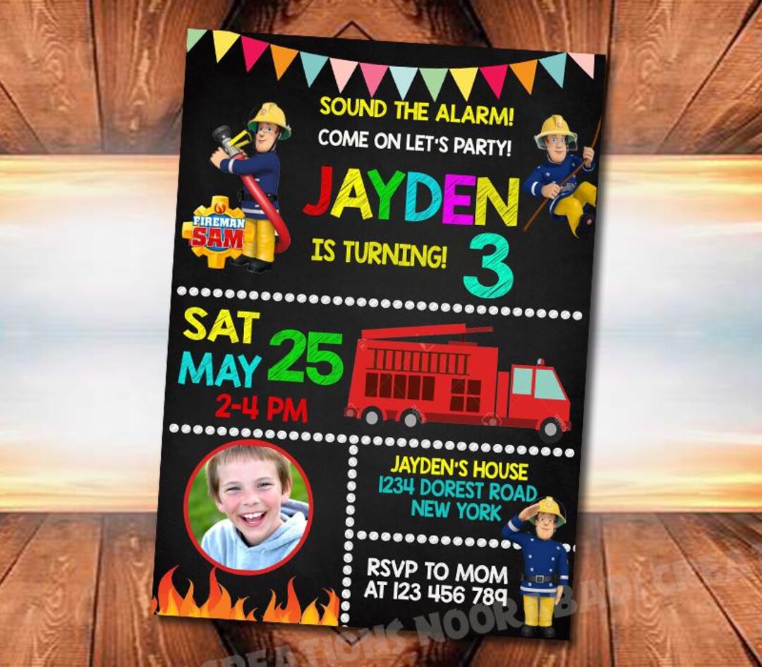 Fireman Birthday Invitation , Fireman Party Invitation , Fireman ...