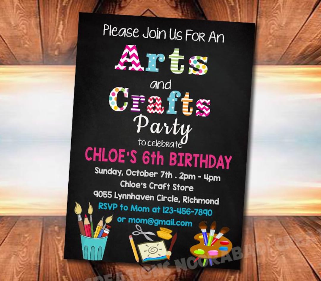 Art and Craft Birthday Invitation , Art and Craft Party Invitation ...