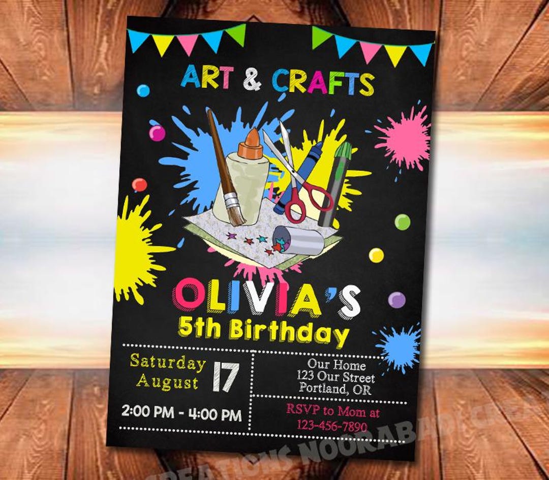 Art and Craft Birthday Invitation , Art and Craft Party Invitation ...