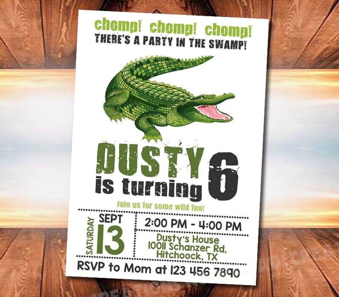 Crocodile Birthday Invitation , Crocodile Party Invitation , Crocodile ...