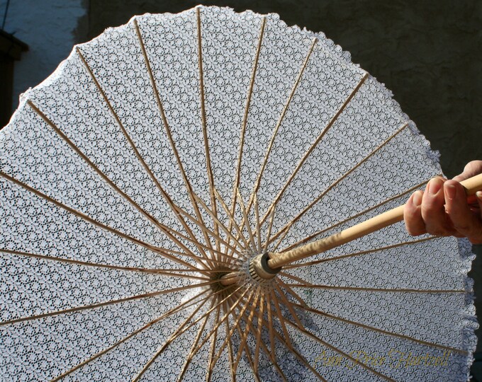 Parasol Simple White Lace Parasol - Etsy