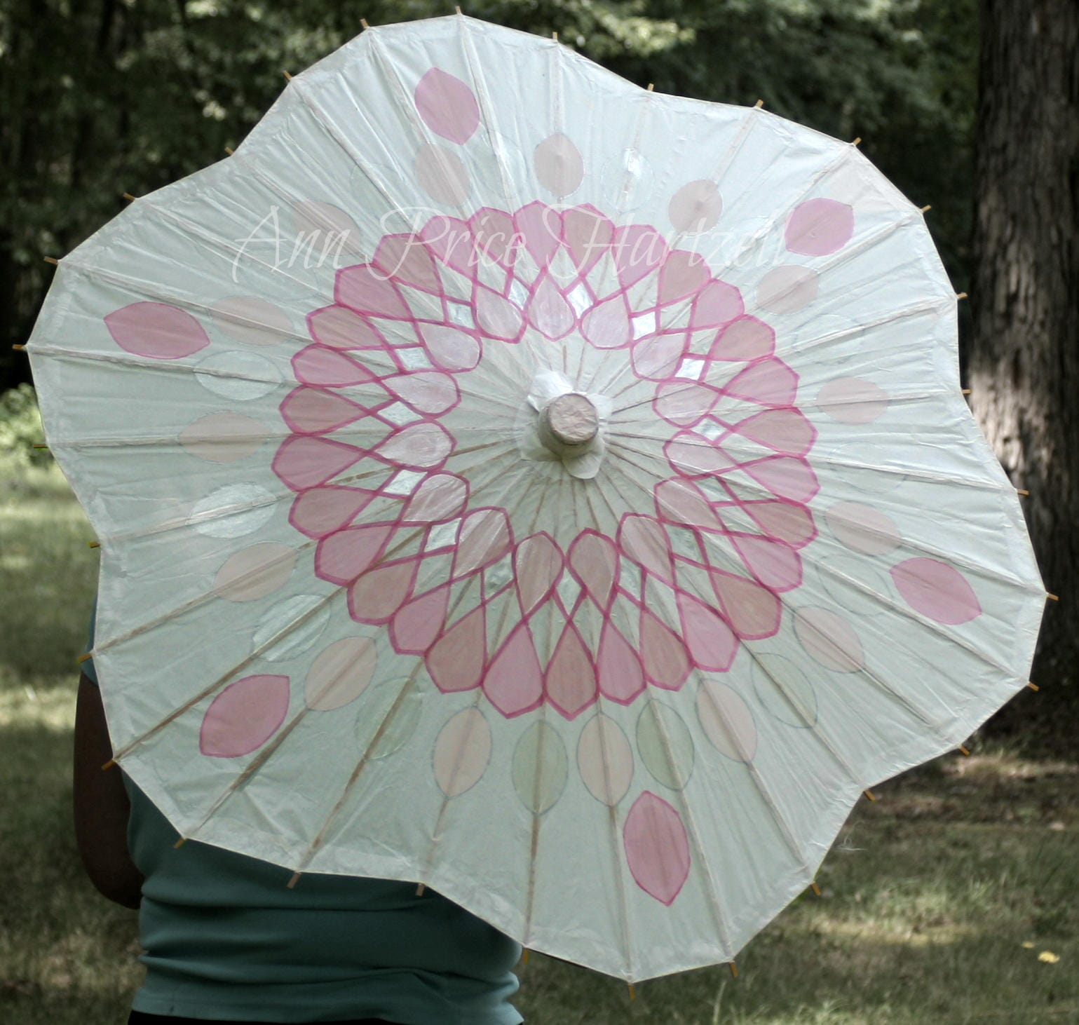 Parasol Flower Shaped - Pink Crystal Pattern on White Parasol - Etsy