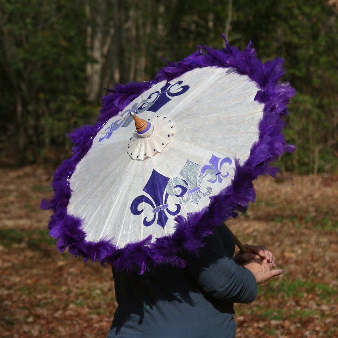 Purple & Ivory Parasol With Hand Painted Fleur De Lis - Etsy