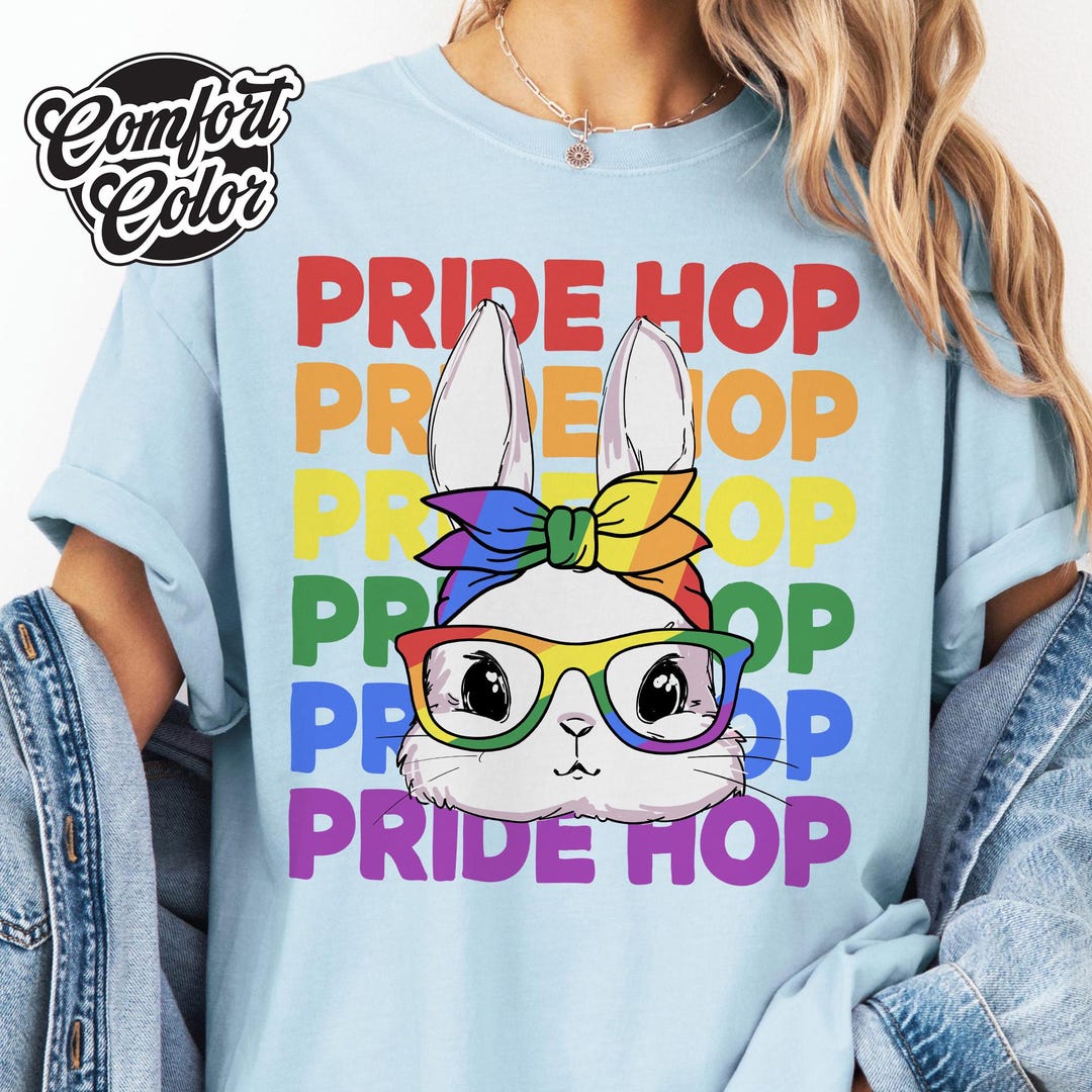 Comfort Color® Pride Hop Bunny Easter Day Shirt, Pride Easter Day, I ...