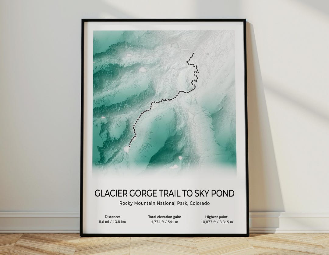 Glacier Gorge Trail to Sky Pond Map Poster | Rocky Mountain National ...