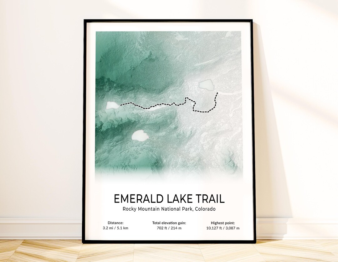 Rocky Mountain Emerald Lake Map Poster, National Park Wall Art ...