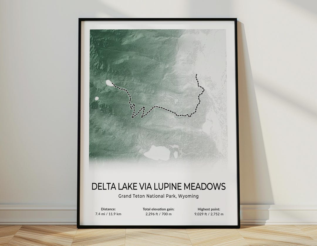 Lupine Meadows Trail to Delta Lake Map Poster | Grand Teton National ...