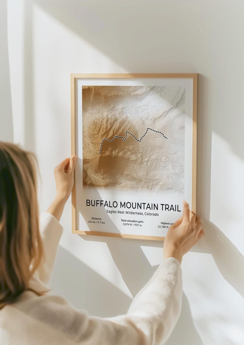 Hiking Wall Art, Silverthorne Buffalo Mountain Map Poster, Colorado ...
