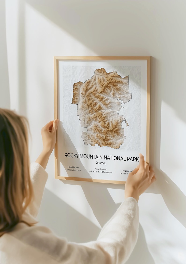 Rocky Mountain National Park Map Poster, Topographic Wall Art, Colorado ...