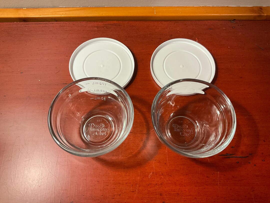 Glass Bowls With Lids-pampered Chef-3/4 Cup - Etsy