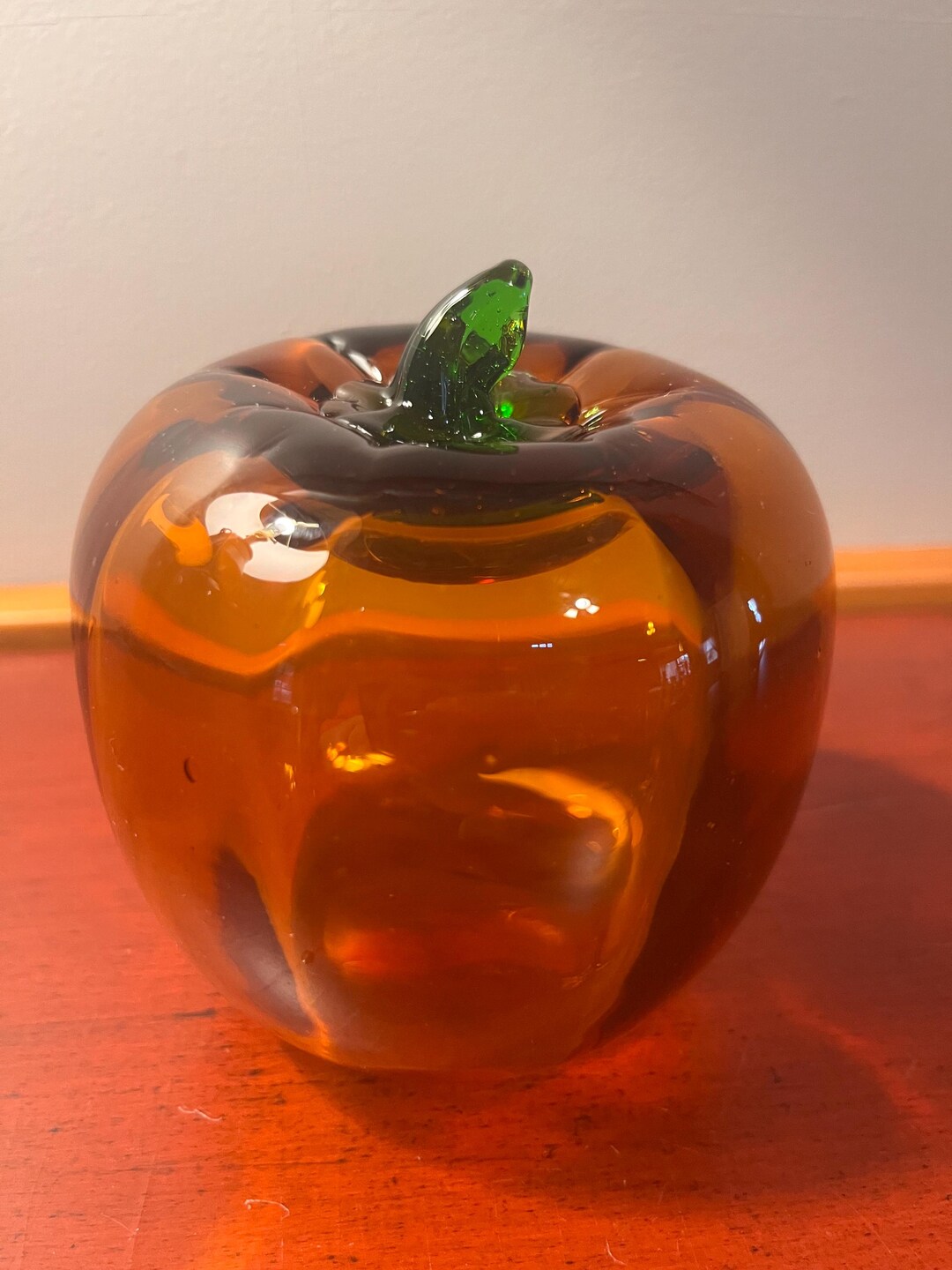 Vintage Blenko Blown Glass Pumpkin-amber and Green - Etsy