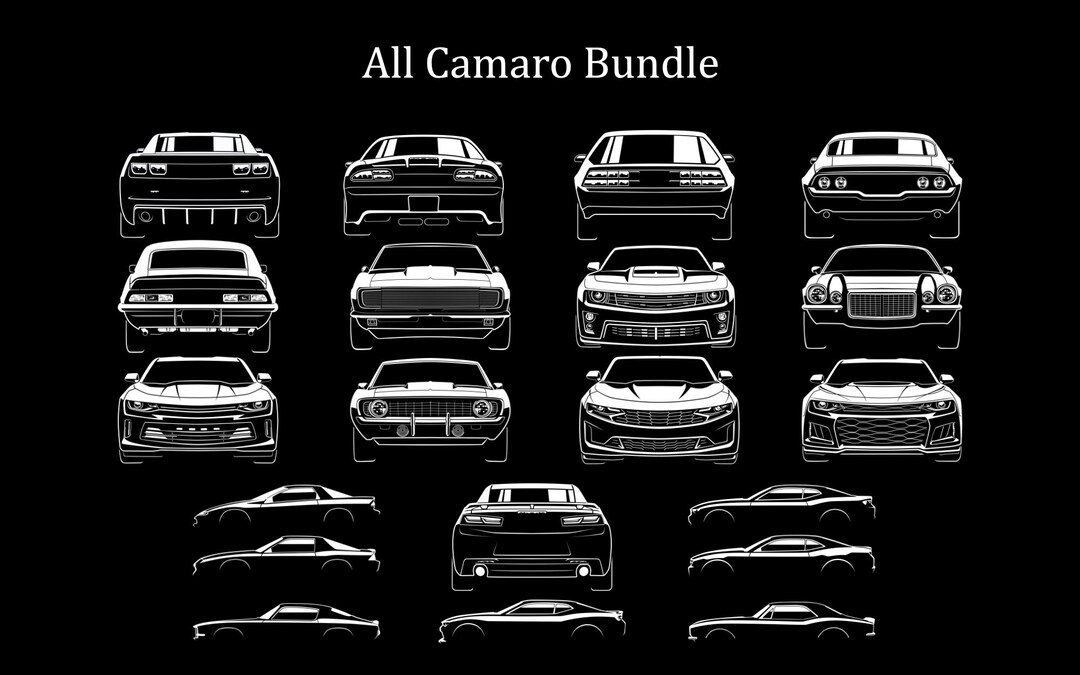 Bundle Camaro SVG, Car Silhouette, Cricut Cut File, Car Outline ...