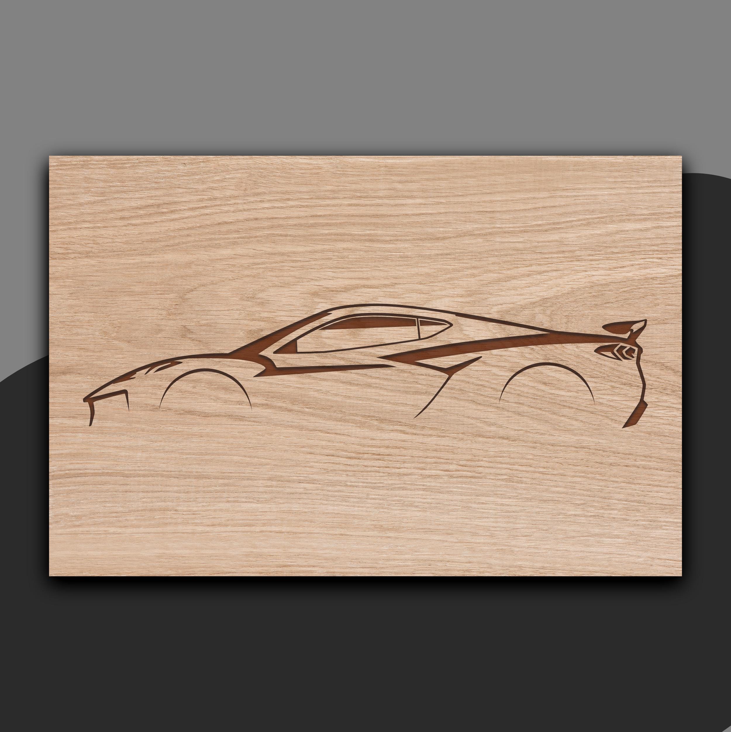 Corvette C8 Car Silhouette SVG PNG for Cutting, Print, Cricut, Sticker ...