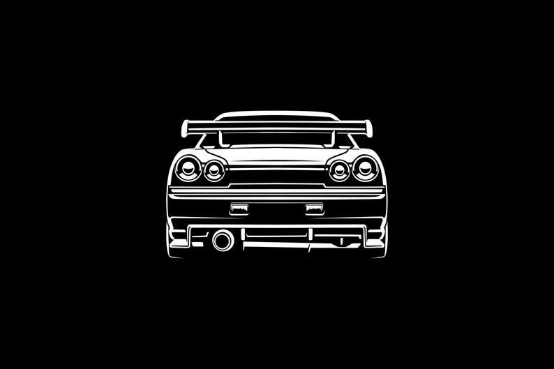 GTR R34 Skyline Car Silhouette SVG PNG for Cutting, Print, Cricut ...