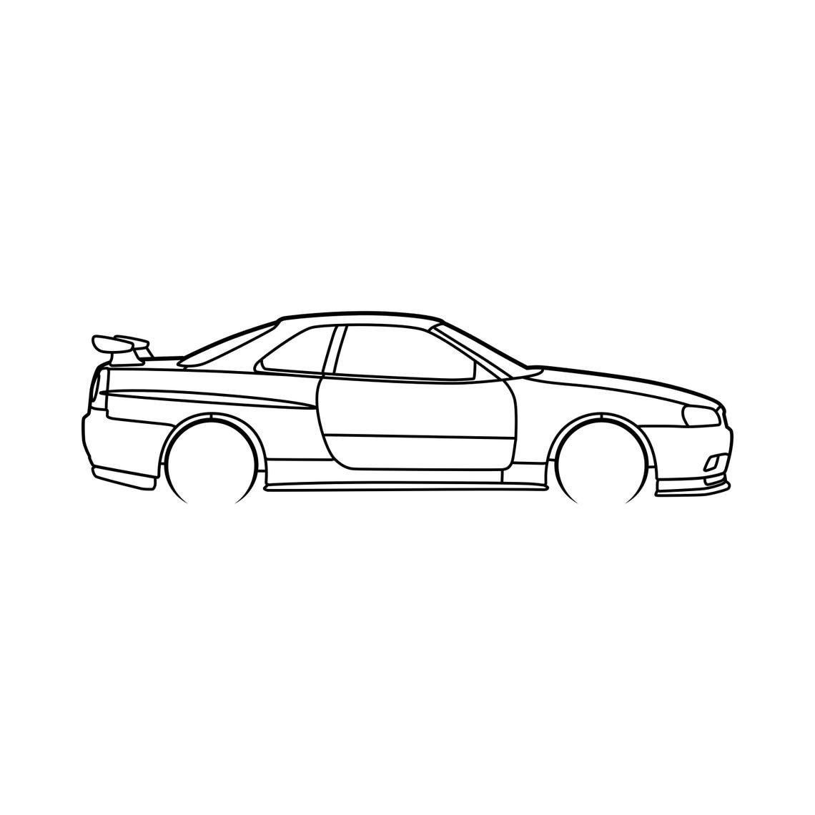 GTR R34 Car Silhouette SVG PNG for Cutting, Print, Cricut, Sticker - Etsy