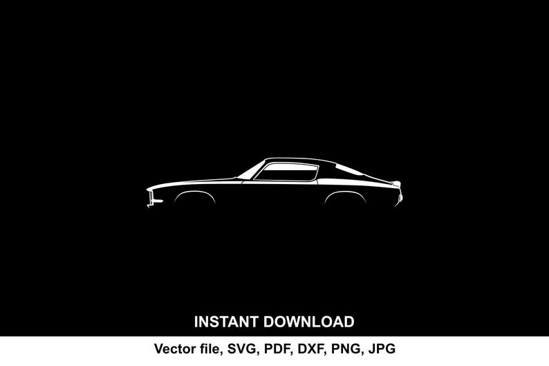 Camaro 1970 Car Silhouette Vector File SVG for Cricut, Cameo, Cutting ...