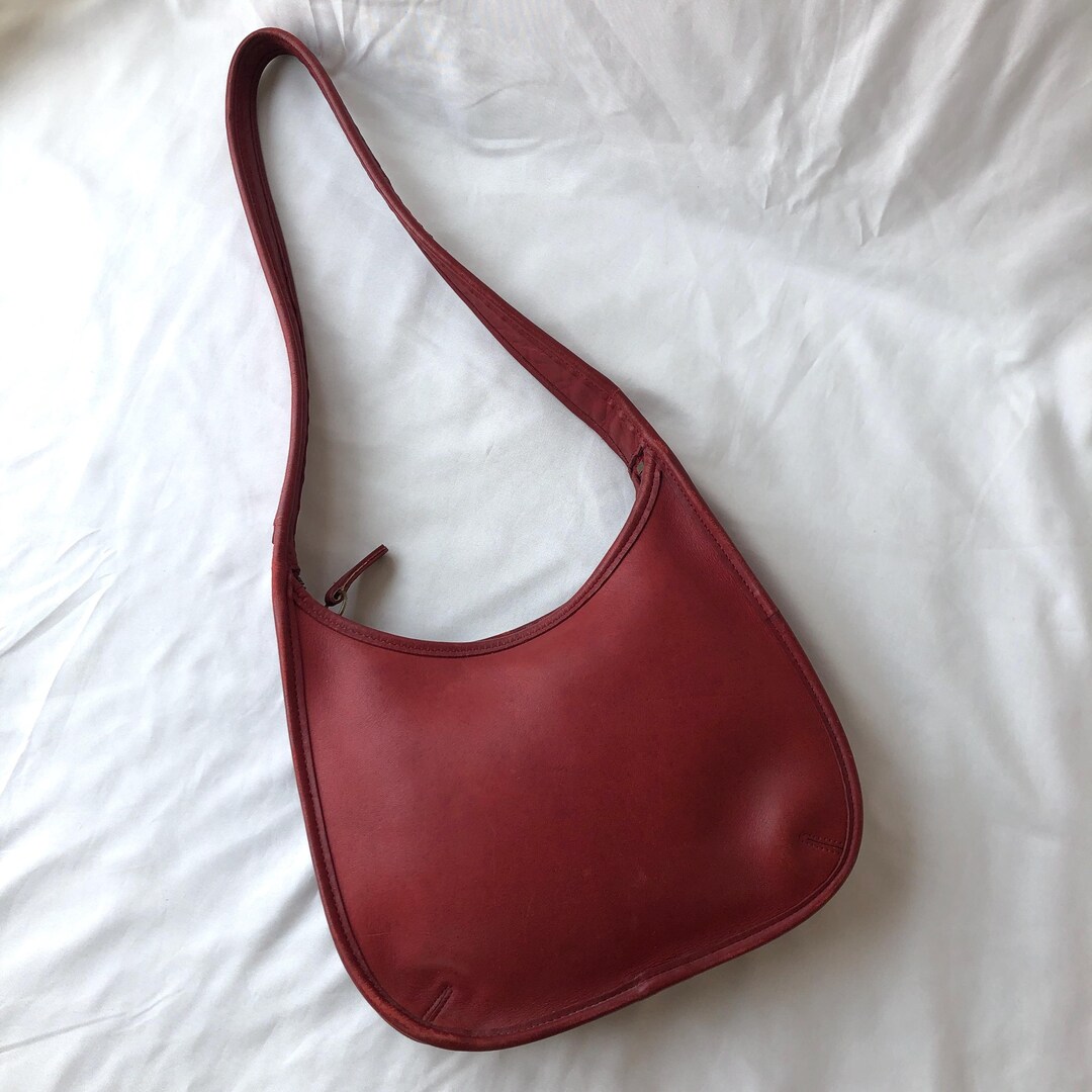 Vintage Coach Ergo Mini Zip 9020 Red Leather Shoulder Bag Made in USA ...
