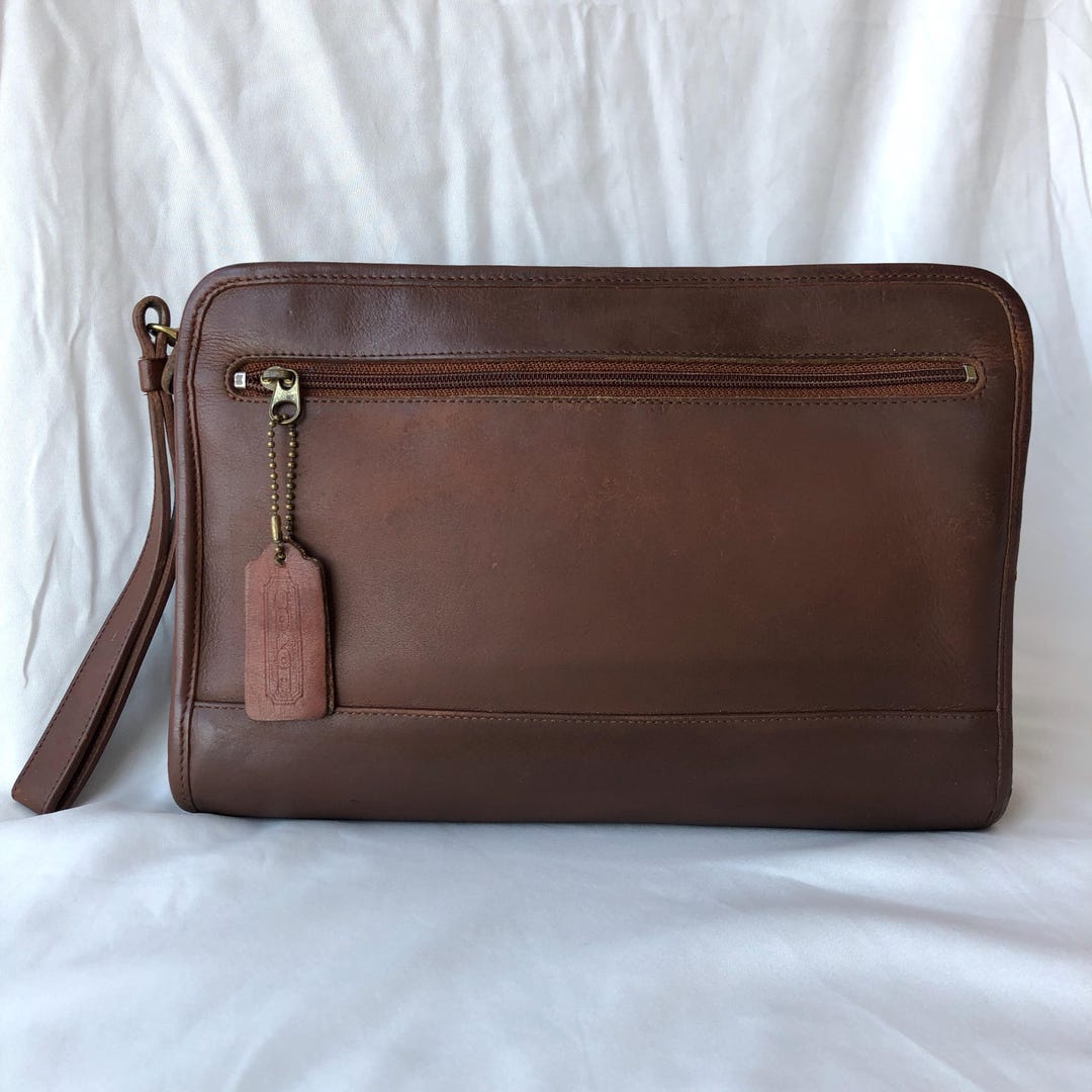 Vintage Coach International 9833 Brown Leather Wristlet Clutch Made in ...