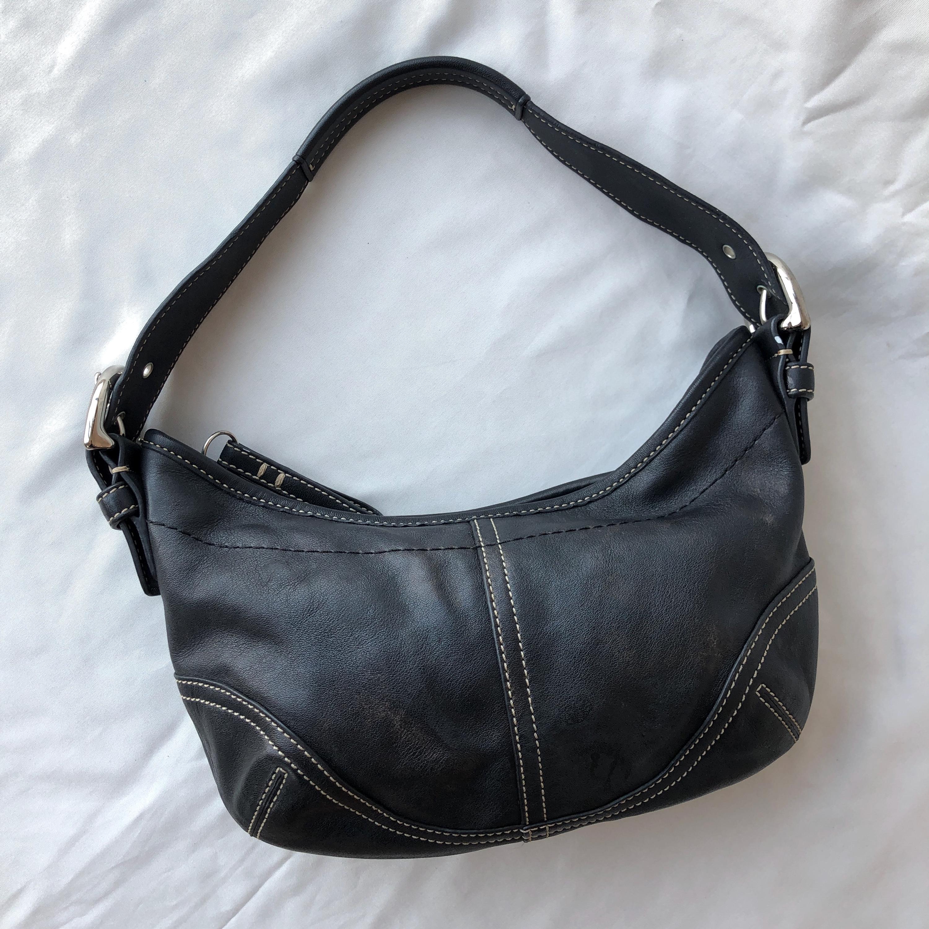 Vintage Coach Soho Bag 9541 Black Leather Small Shoulder Hobo Bag Purse ...