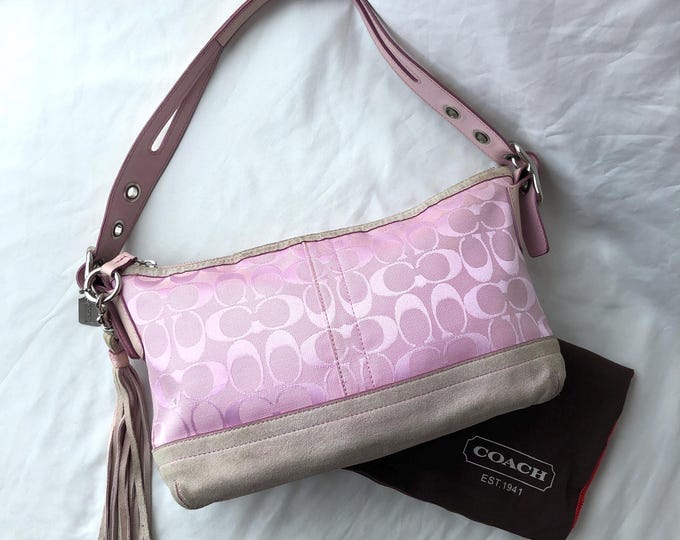 Vintage Coach 9363 Soho East West Shoulder Bag Pink Signature Canvas ...